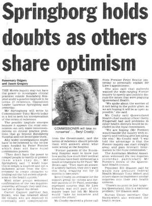 The Courier-Mail: Springborg Holds Doubts As Others Share Optimism [27 ...